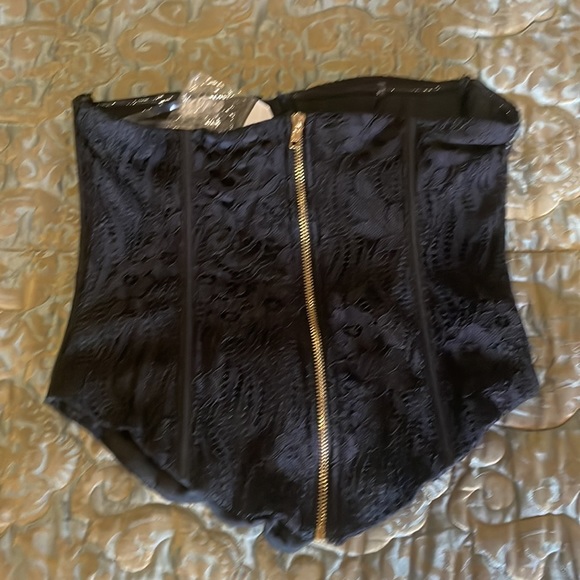Missord | Tops | Black Lace Zip Up Corset | Poshmark